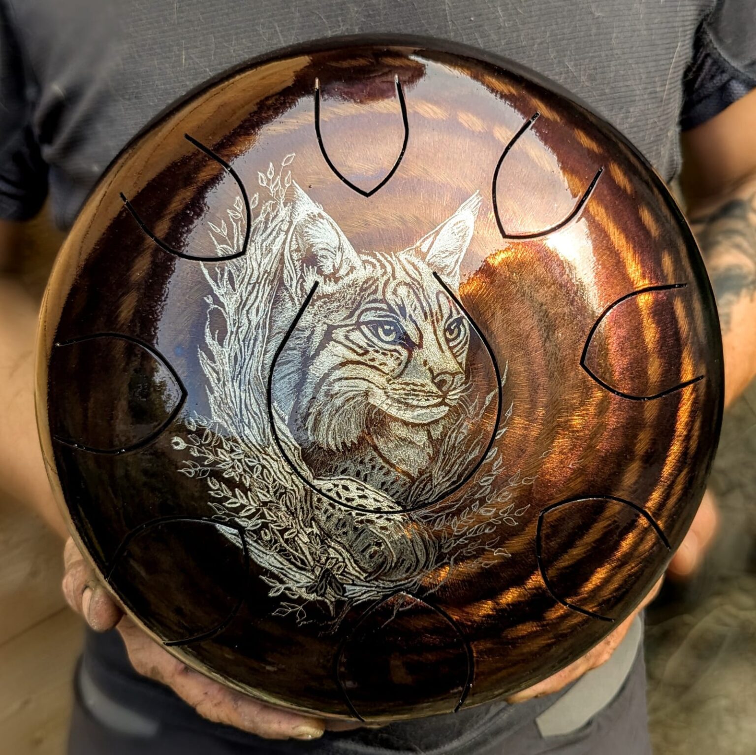 Tongue Drum – Raga Desh En Ré – « Gravure Lynx Végétal » – Fabriqué en ...